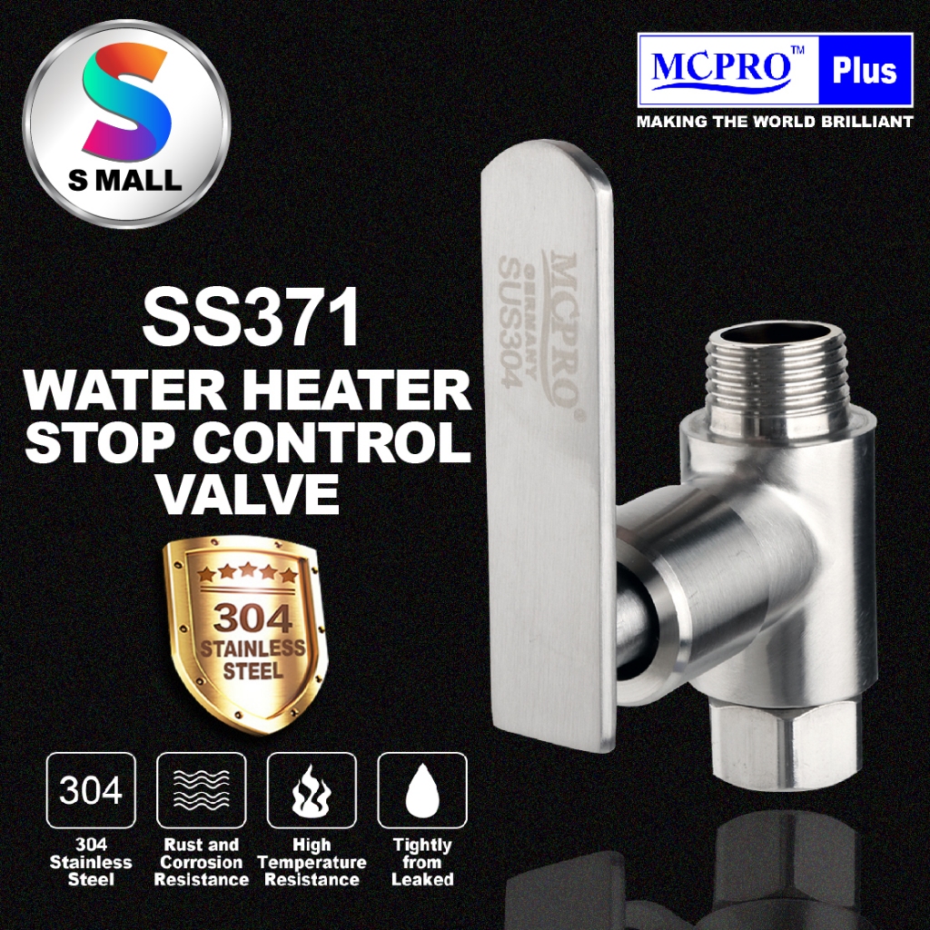 MCPRO SUS304 Stainless Steel Bathroom Silver Water Heater Stopcock ...