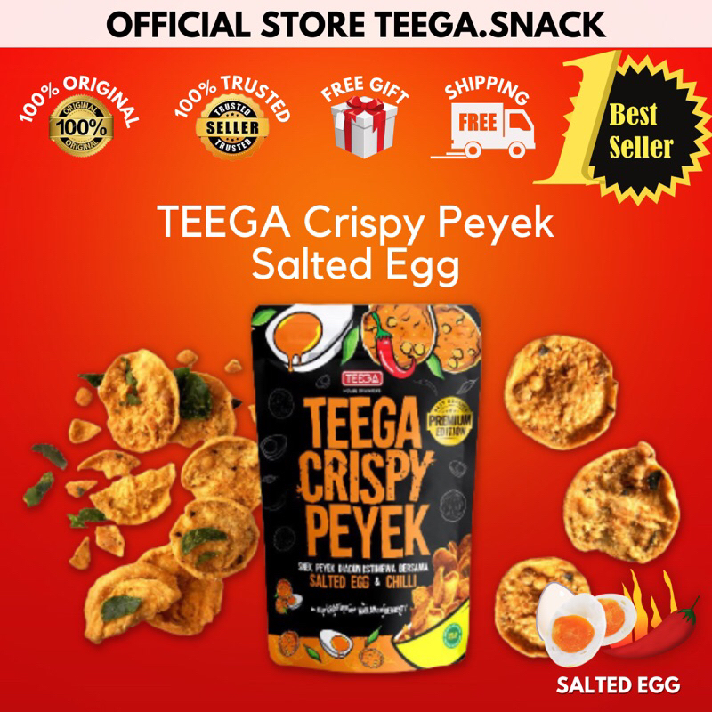 Teega Crispy Peyek Salted Egg | Rempeyek Bersaluti Telur Masin | Shopee ...