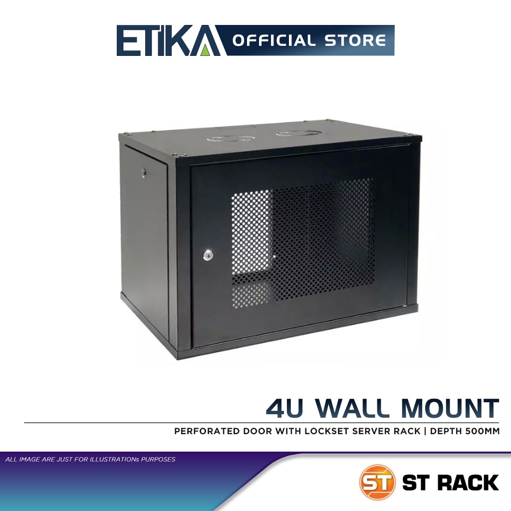 4U Wall Mount |Perforated Door with Lockset Server Rack | Depth 500mm | Shopee Singapore