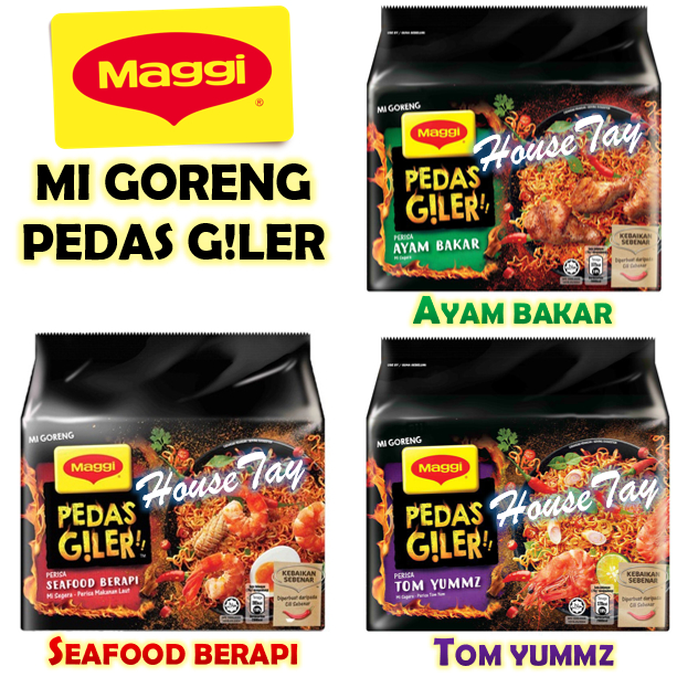 Maggi Pedas Giler Instant Noodles Ayam Bakar/ TomYum/ Seafood Berapi (5 ...