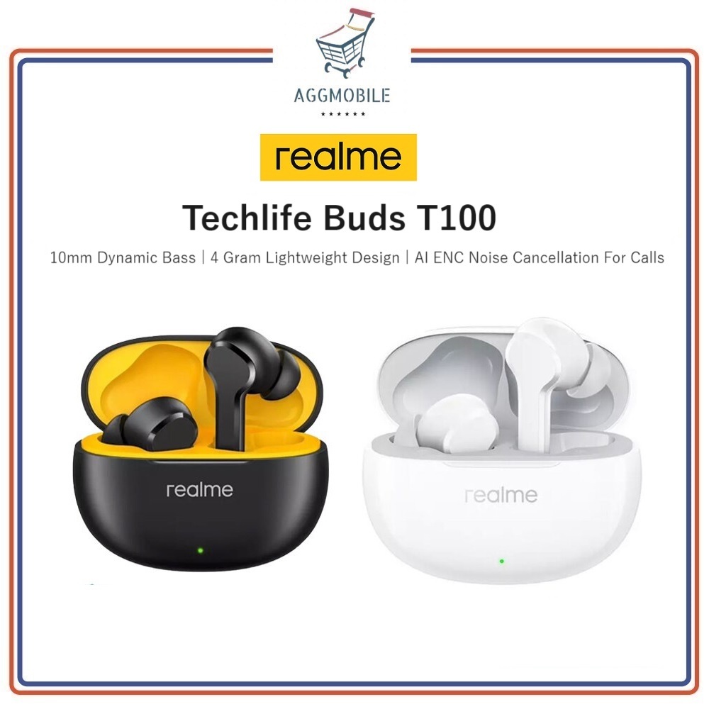 Realme Techlife Buds T100 TWS Wireless Earphones 5.3 Bluetooth In-Ear ...