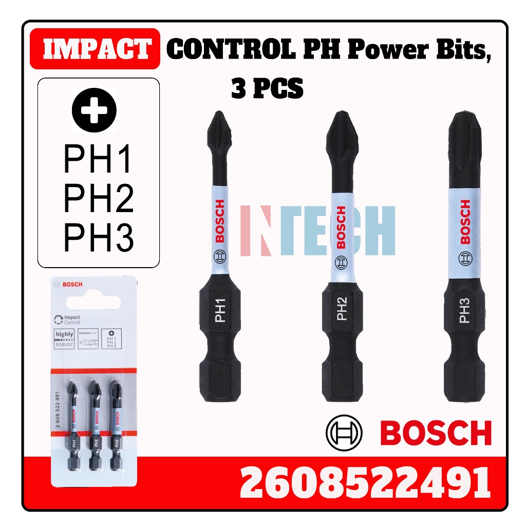 BOSCH 2608522491 SCREWDRIVER BIT IMPACT 3x PH POWER (3PCS) | Shopee ...