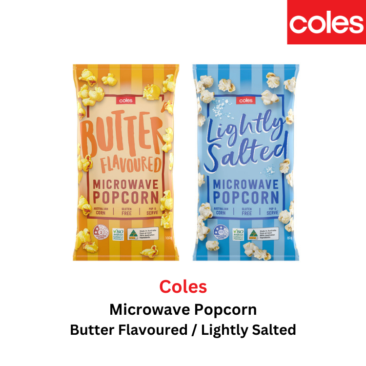 Coles - Microwave Popcorn (Butter Flavoured / Lightly Salted) | Shopee ...