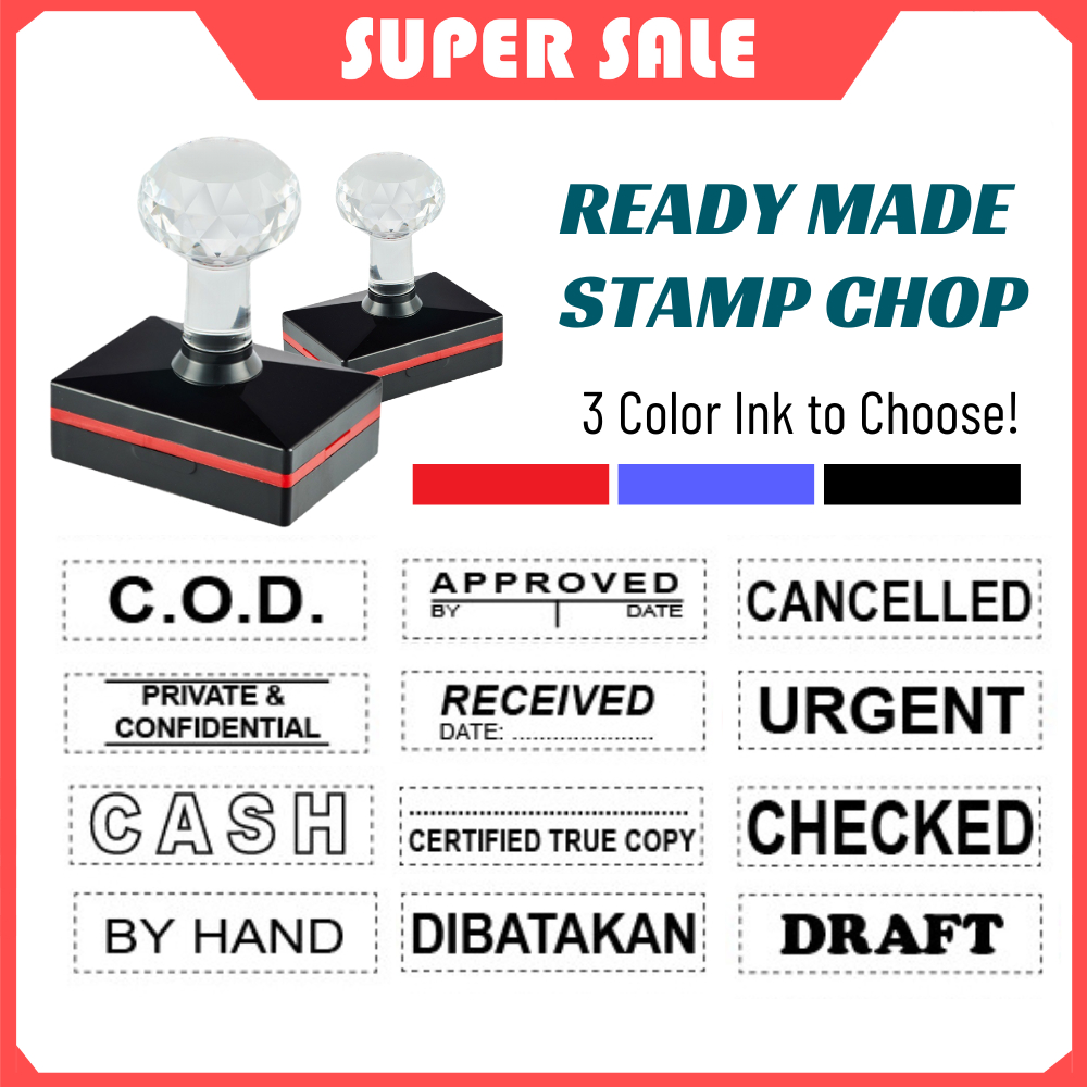 Made Stamp Chop Stamp Self Ink (Red/Blue/Black Color) PAID/VOID ...