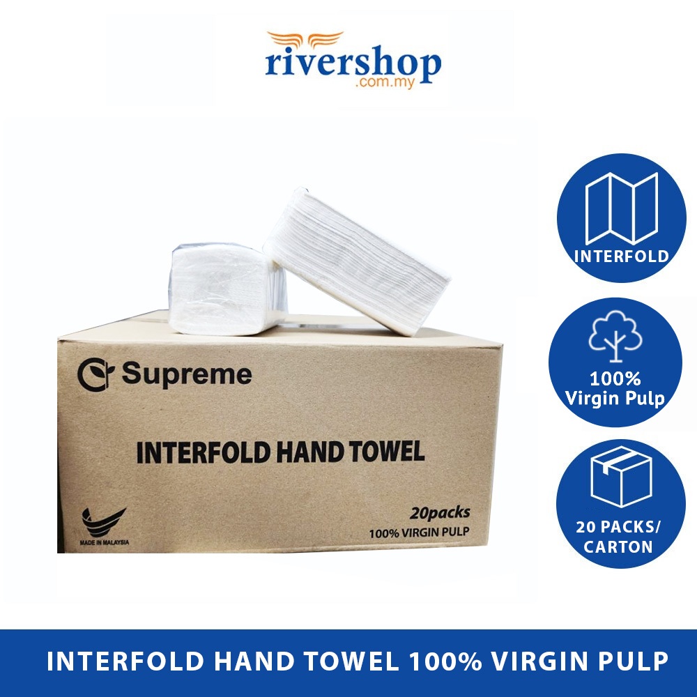 Supreme Interfold Hand Towel 20 Packs/ Carton / Virgin Pulp Hand Towel ...