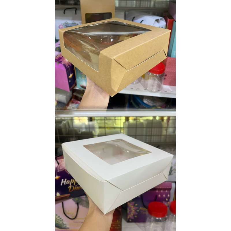 CAKE BOX WINDOW kotak kek 蛋糕盒 burnt cheese cake box | Shopee Singapore