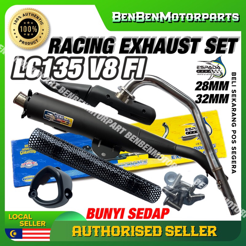YAMAHA LC135 FI V8 RACING EXHAUST 28MM 32MM ESPADA LC135 FUEL INJECTION V8 28MM EXZOS EXHAUST ...