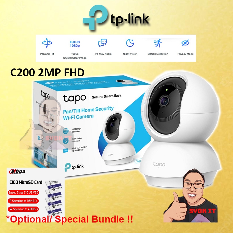 TP-Link Tapo C200 FULL HD / C210 3MP 2K / C220 4MP Pan Tilt Wireless WiFi CCTV Home Security ...
