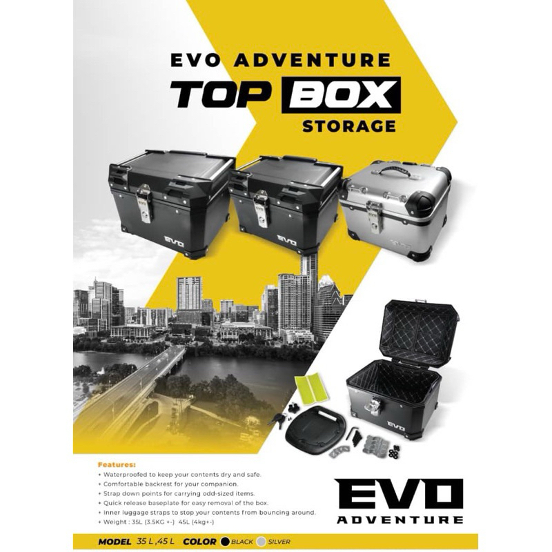 EVO ADVENTURE TOP BOX ABS STROGE PLASTIC 35L 45L FOR ADV150 ADV160 ...