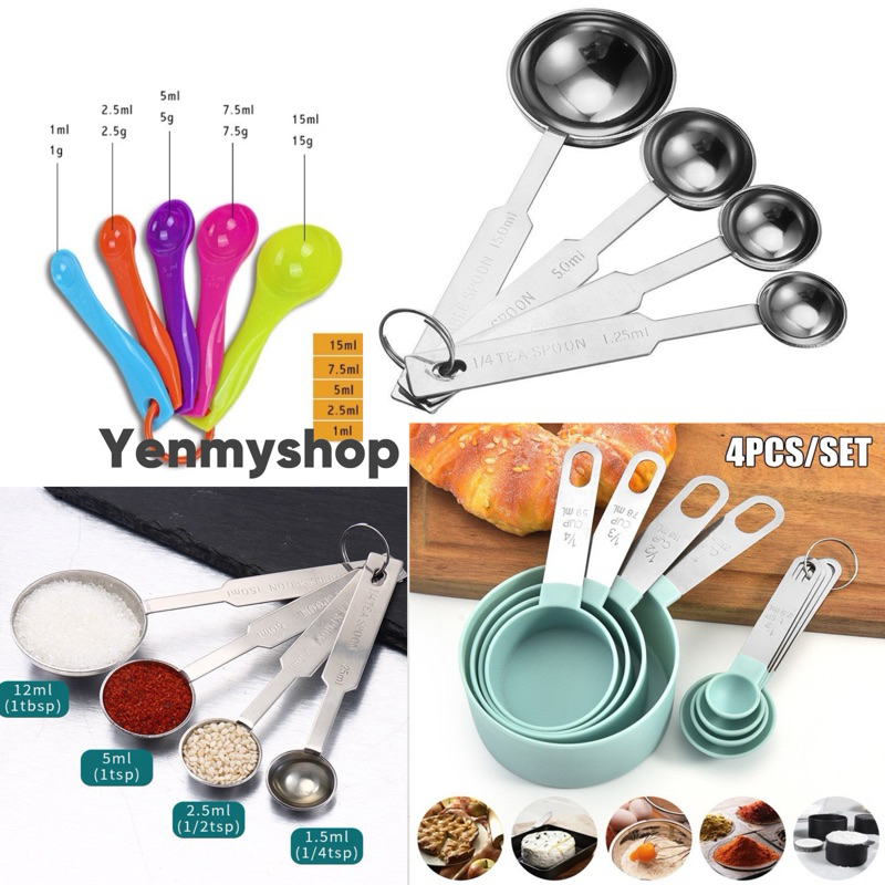 Kek Stainless Steel 4Pcs PP Measuring Cups Spoons Kitchen Baking ...
