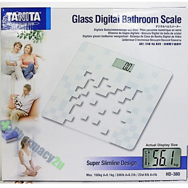 TANITA GLASS DIGITAL BATHROOM SCALE HD-380 MAX.150KG WEIGHING SCALE MACHINE | Shopee Singapore
