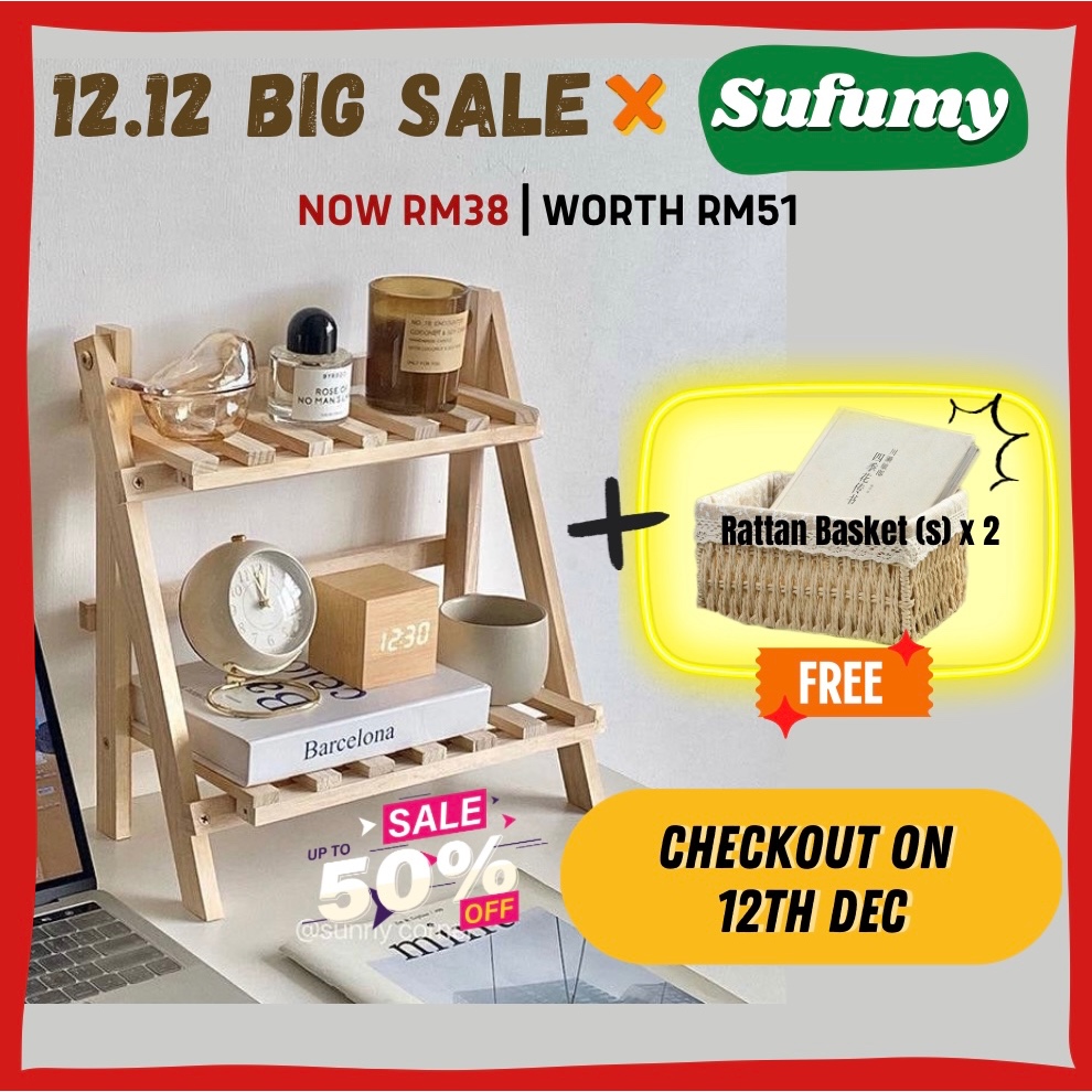 Minimalist Wooden Double Tier Desk Organizer Rack Desktop Organize ...
