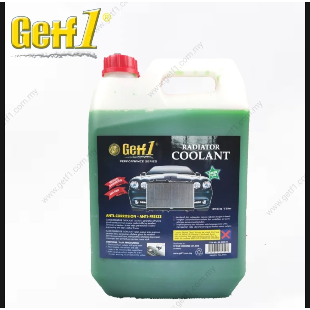 GETF1 Radiator Coolant 5L air coolant kereta antifreees anti rust long ...