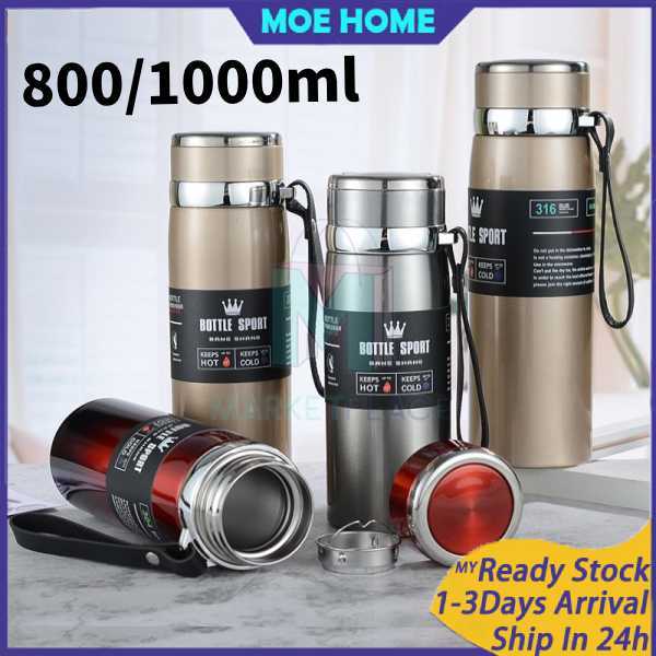 800ml 1000ml Thermos Bottle Coffee Cup New 316 Stainless Steel Thermos Bottle SUS 316 Carat ...