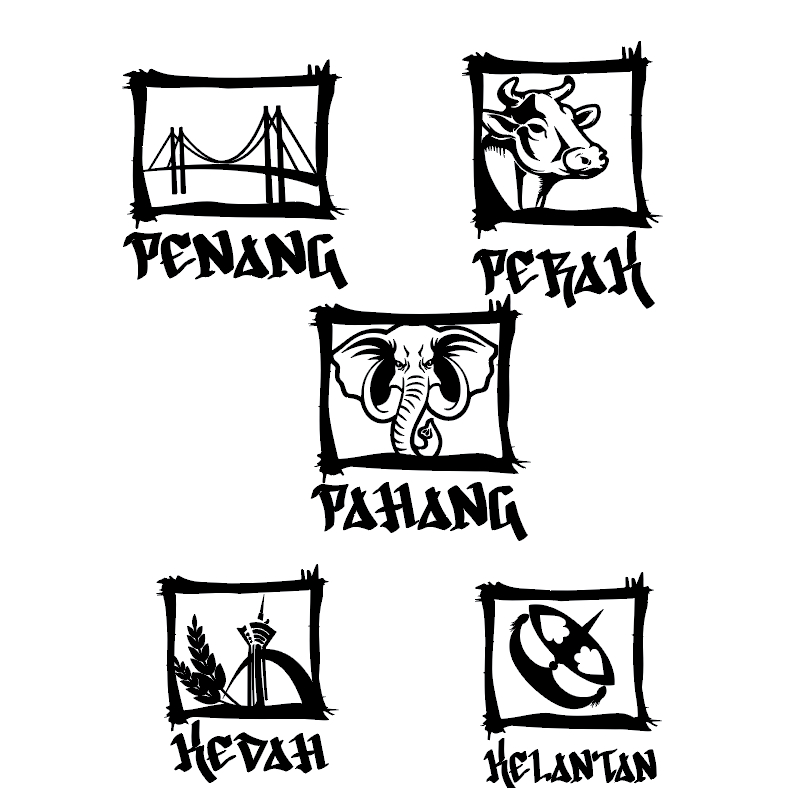 Penang State STICKER, KEDAH,KELANTAN, Silver,PAHANG Areca Island Bridge ...