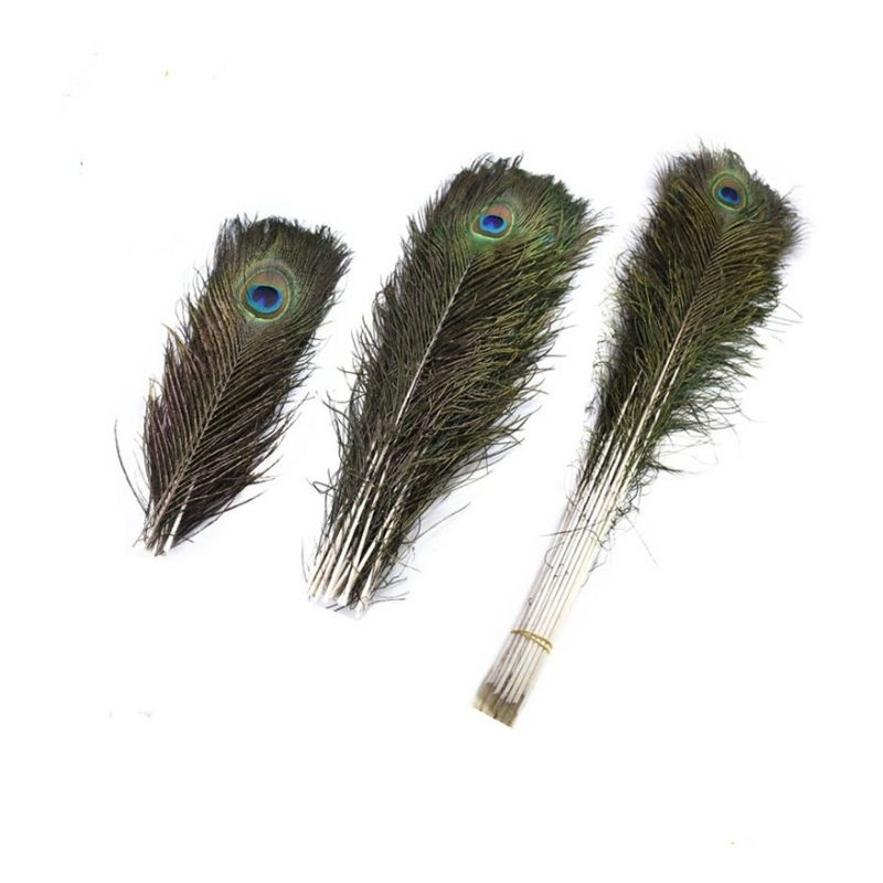 25-110cm Natural Peacock Feather DIY Decoration Peacock Eye Tail Bulu ...