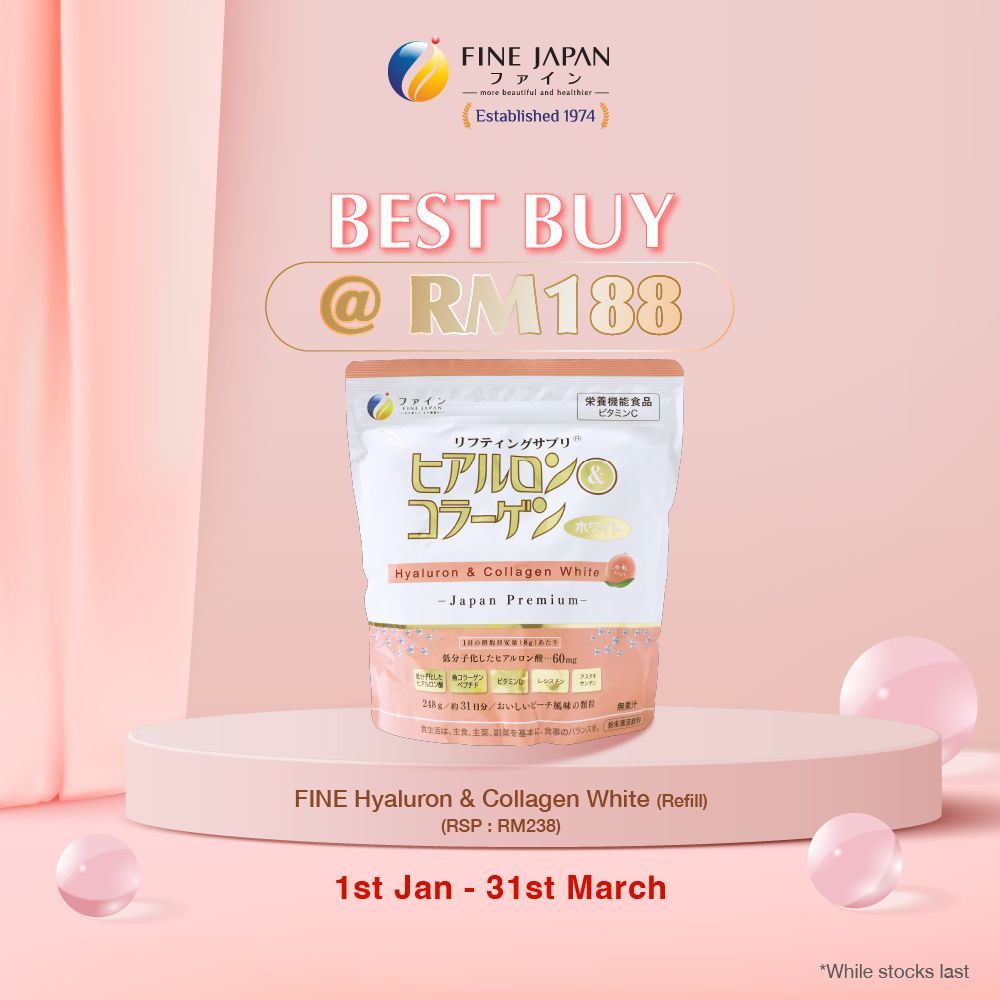 FINE Hyaluron & Collagen White (Peach Flavour) for 1 Tin / Refill ...