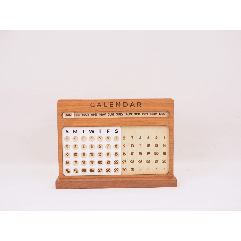 Perpetual Calendar with Acrylic Wooden Kalendar kayu handmade | Shopee ...