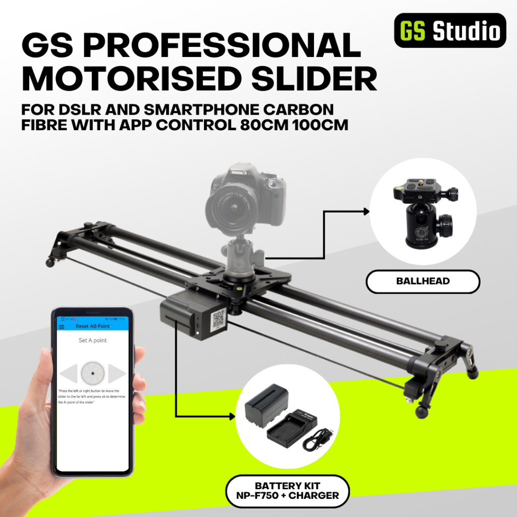 GS Professional Motorised Slider for DSLR and Smartphone Carbon Fibre ...