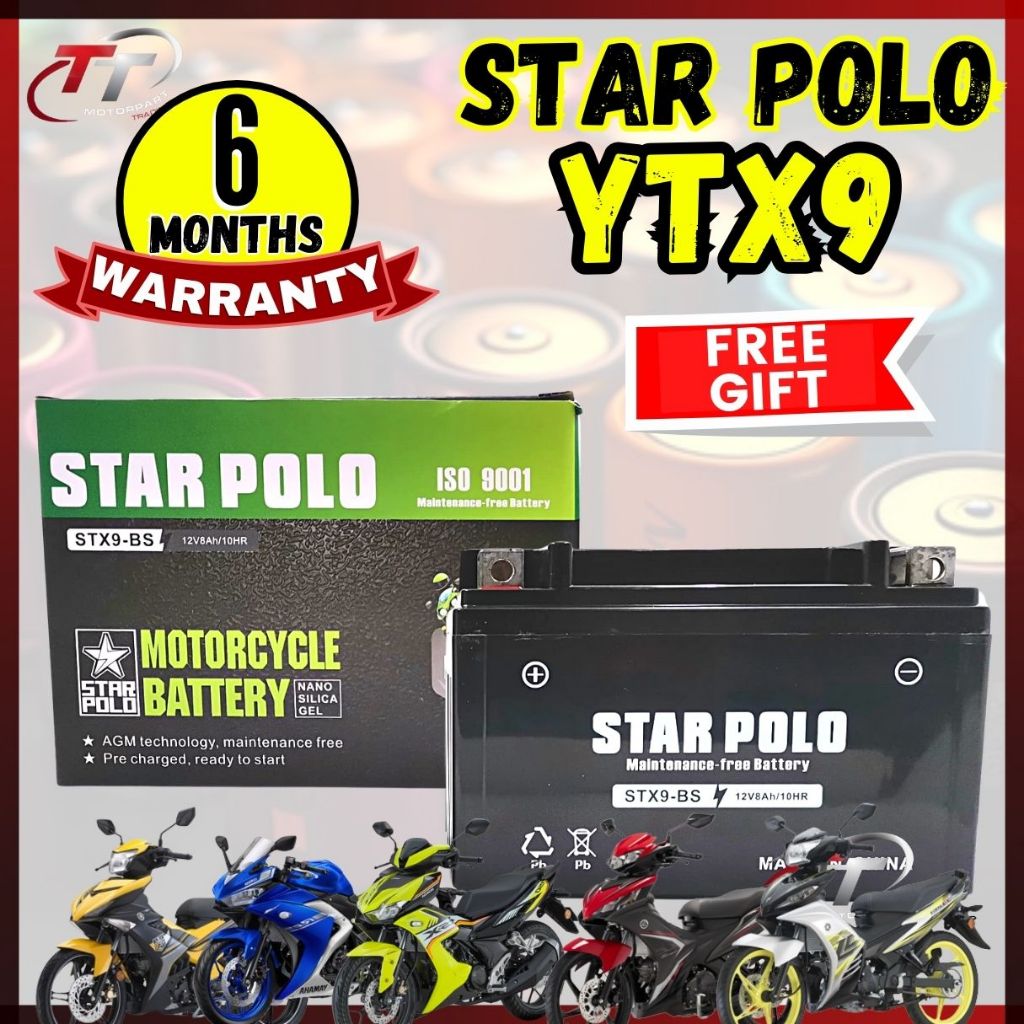 STAR POLO YTX9 GEL Motor Batteri Battery Bateri DEMAK SYLINE 200 YAMAHA ...