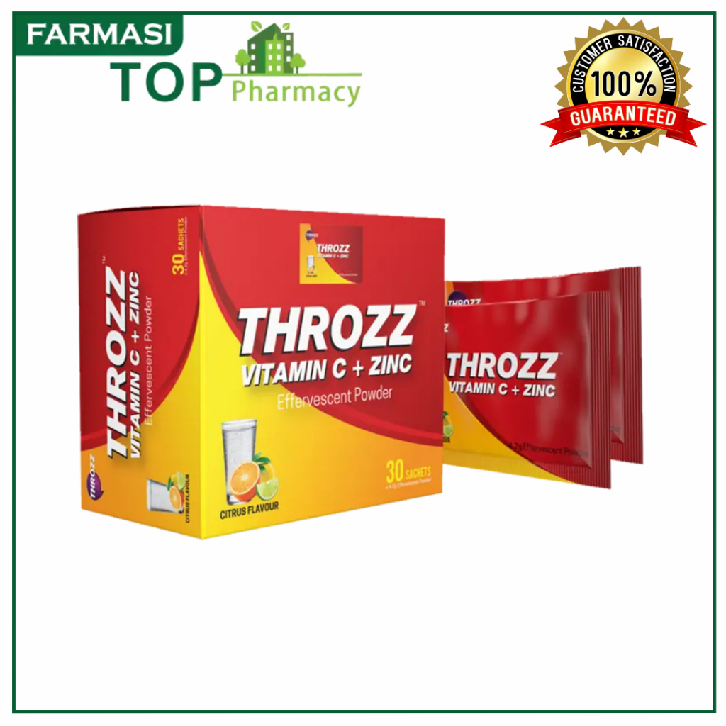 Throzz Vitamin C + Zinc Effervescent Powder 1 Sachets (Citrus Flavour ...