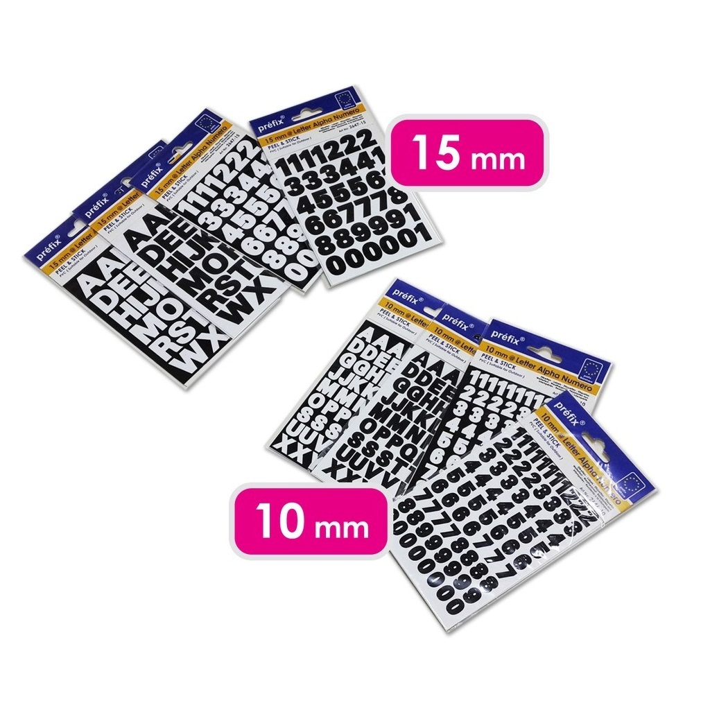 Prefix Alphabet and Numbering PVC Sticker Black & White Color - 2646 ...