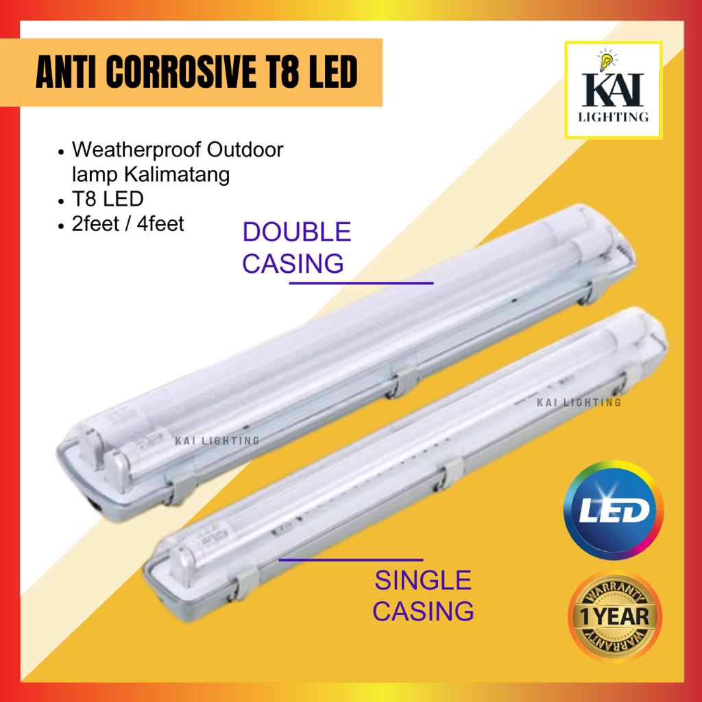 LED T8 Waterproof Casing Fitting 2FT 4FT Single Double Anti corrosive ...