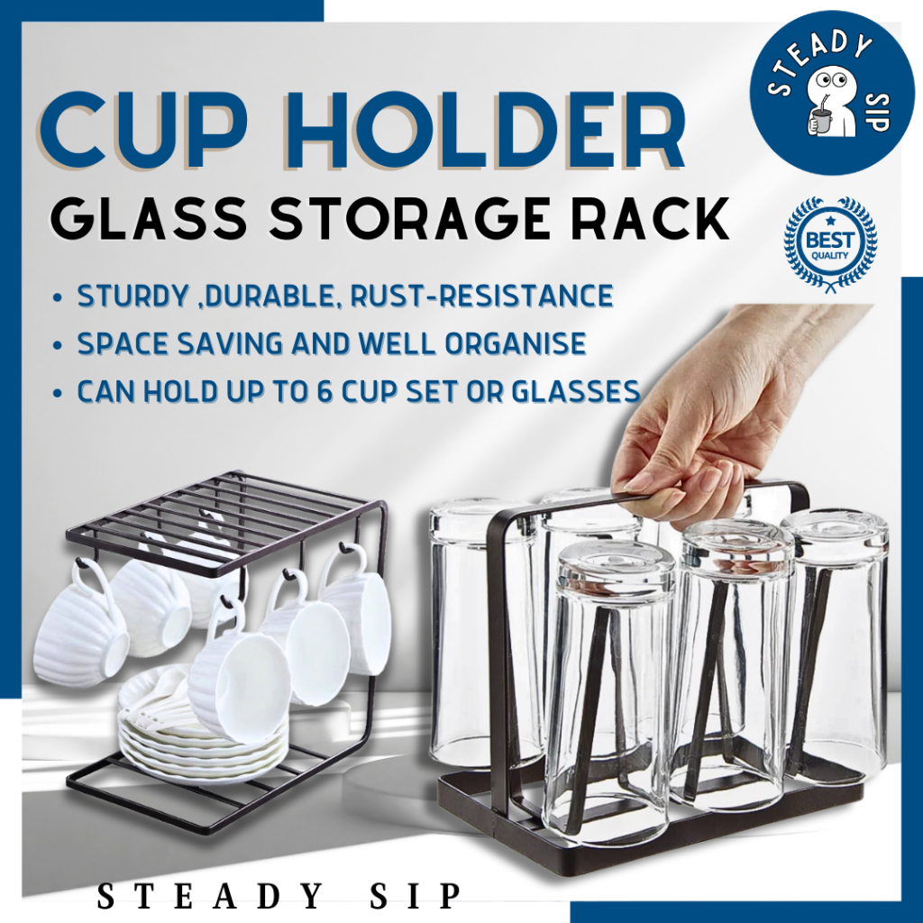 Steady Sip Cup Rack Organizer Cup Holder Rack Cawan Rak Gelas dan Cawan ...