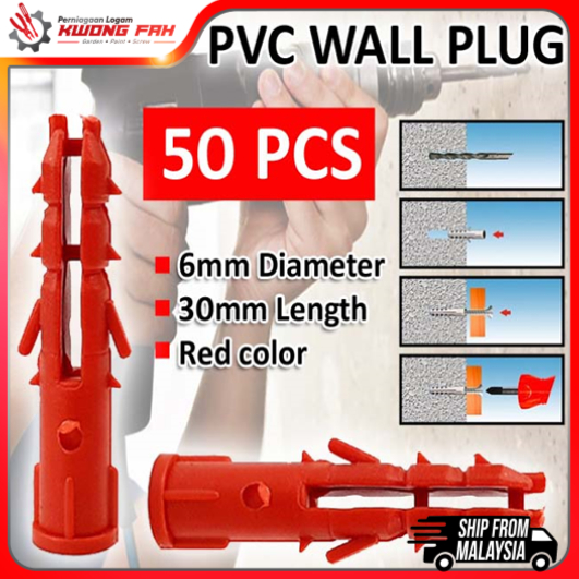 Pvc Wall Plug / Wall Plug Plastik / Saiz Mata Dril 6mm | Shopee Singapore