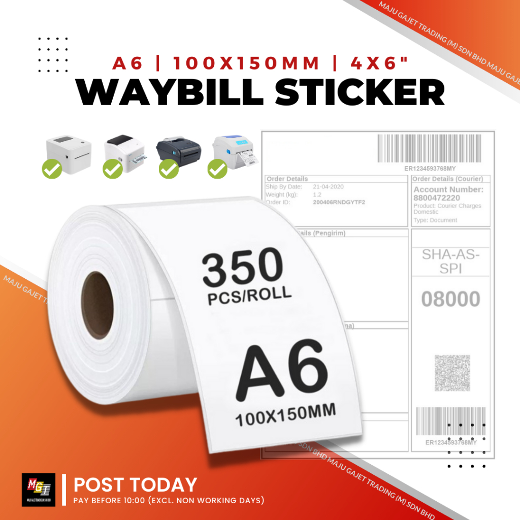 STRONG WATERPROOF A6 Thermal Label Sticker Roll Airway Bill Waybill AWB ...