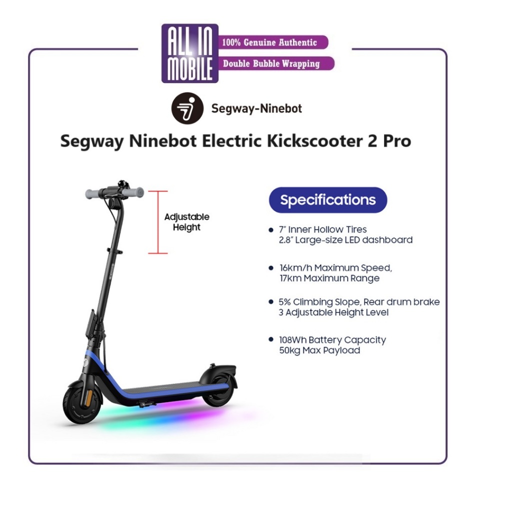 SEGWAY NINEBOT Electric KickScooter C2 Pro [RGB Ambient Light I 17km ...
