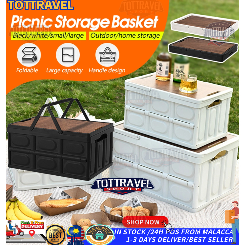 camping storage box foldable storage box outdoor car storage Wooden Lid ...