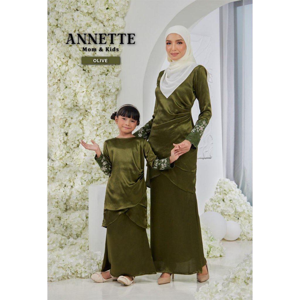 BAJU RAYA 2024 ANNETTE BY ADEL[MOM] KURUNG VIRAL MODEN SATIN CRUSH SEDONDON IBU DAN ANAK ...