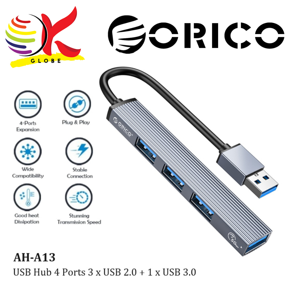 ORICO AH-A13 USB HUB 4 PORTS USB 3.0 USB ULTRA THIN EXTENSION SPLITTER ...