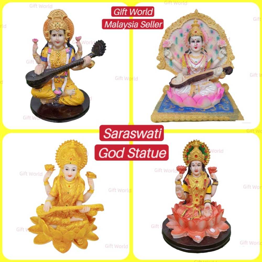 Saraswati / Lakshmi Premium Gold Statue / Indian Goddess & Car ...