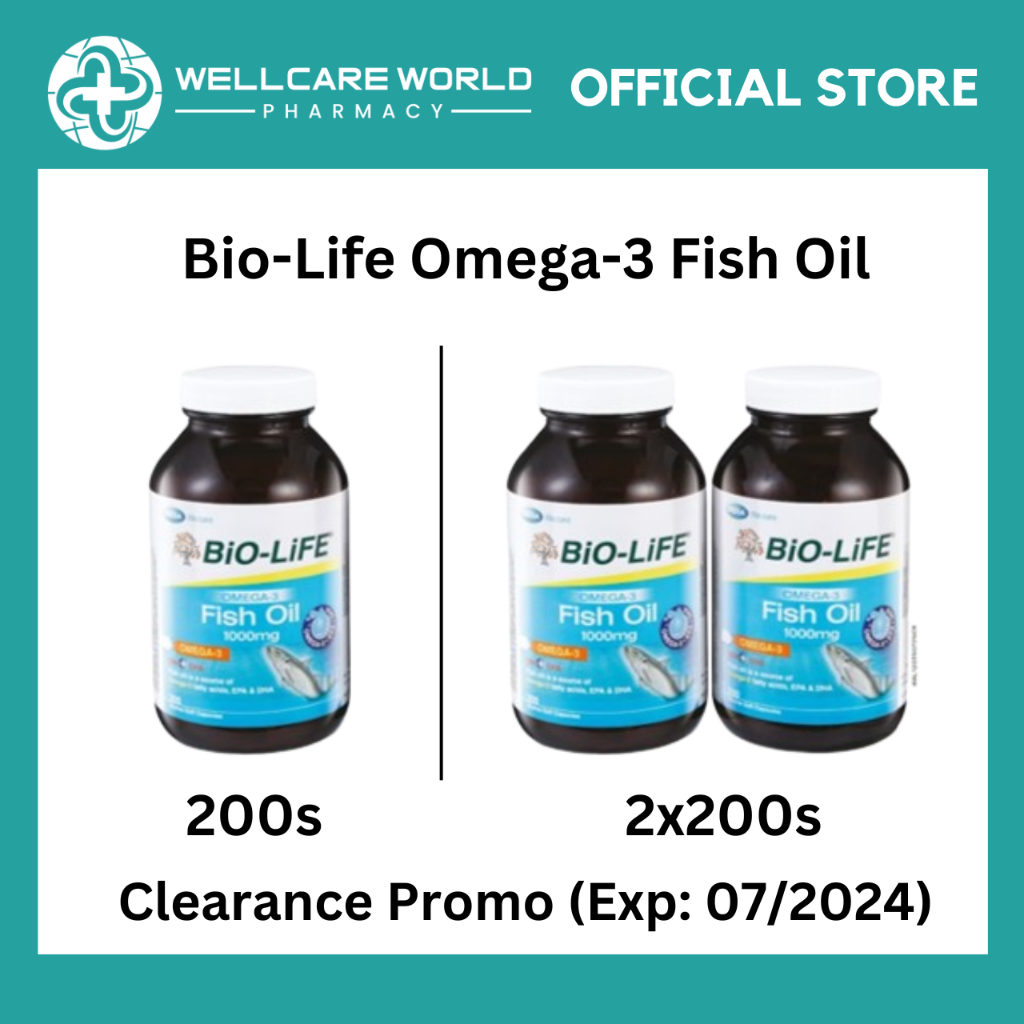 Bio-Life Omega 3 Fish Oil 1000mg 200s/2x200s | Clearance (Exp: 07/2024 ...