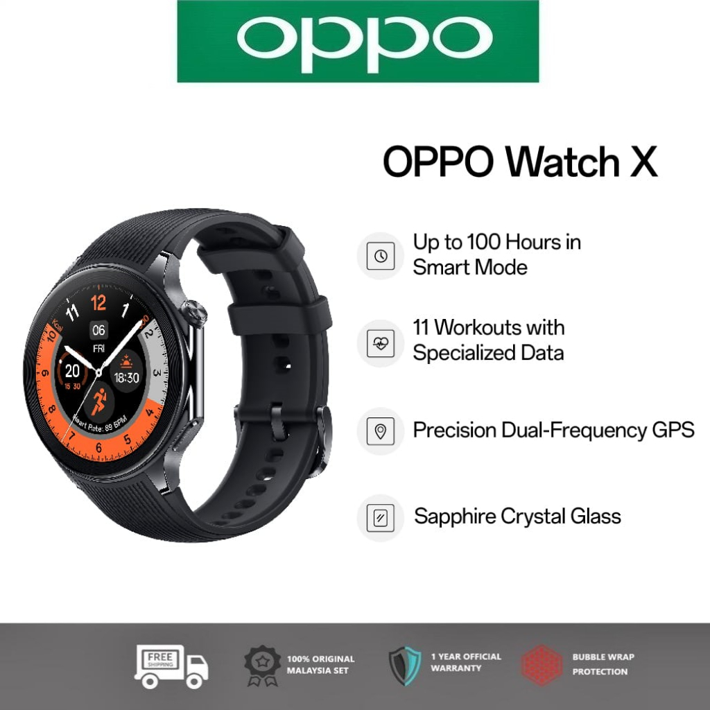 Oppo Watch X | Up to 100 Hours in Smart Mode | Sapphire Crystal Glass ...