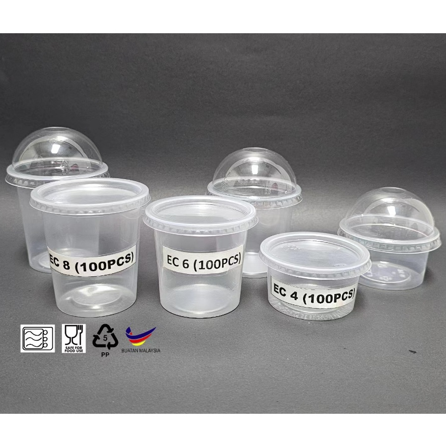 Bekas Dadih , Bekas Jeli PP Round Plastic Container with lids / dome ...
