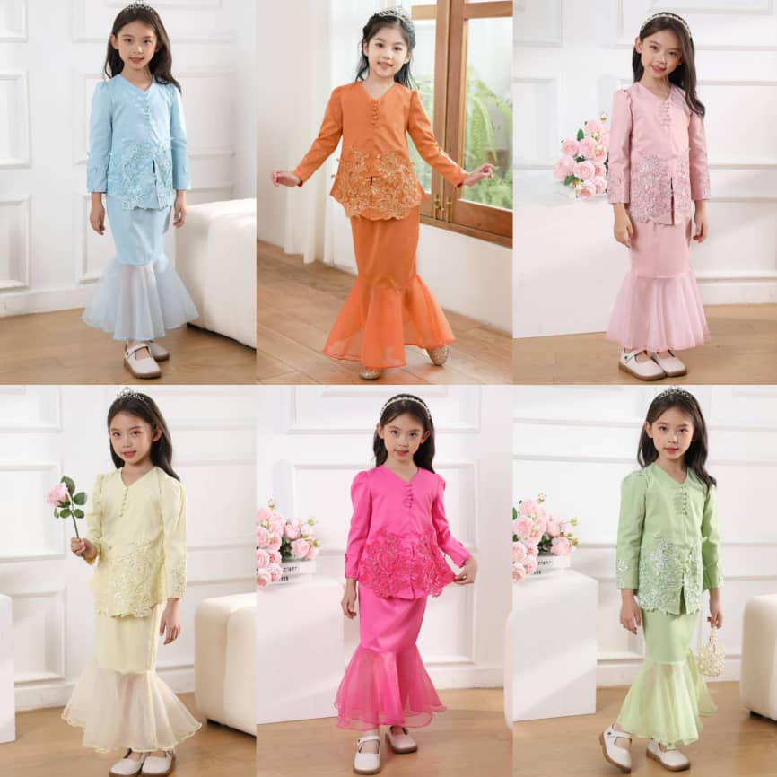 Kurung Kebaya Nyonya Modern Boy Baju Raya Sedon 2025 Orange Brick Baby ...