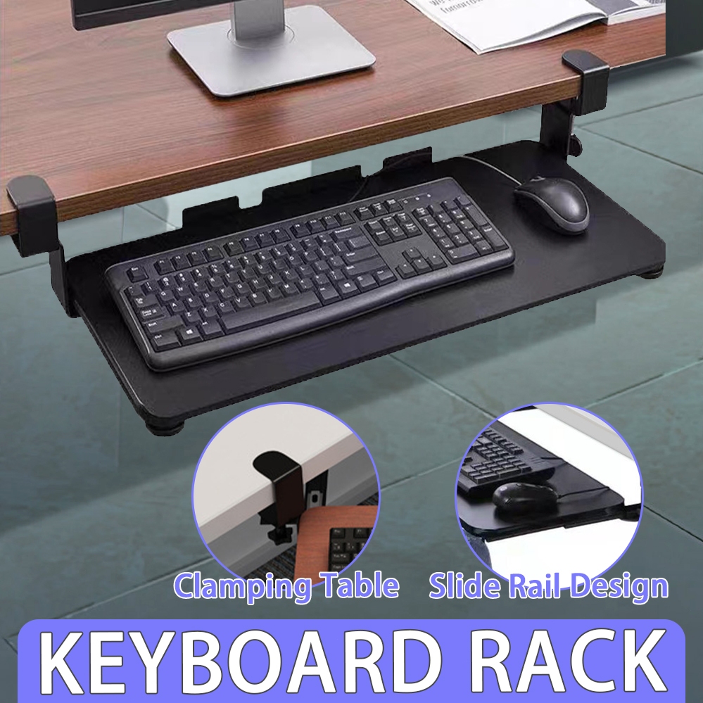 Keyboard Sliding Tray Bracket Under Table Desk Adjustable Height Pull ...