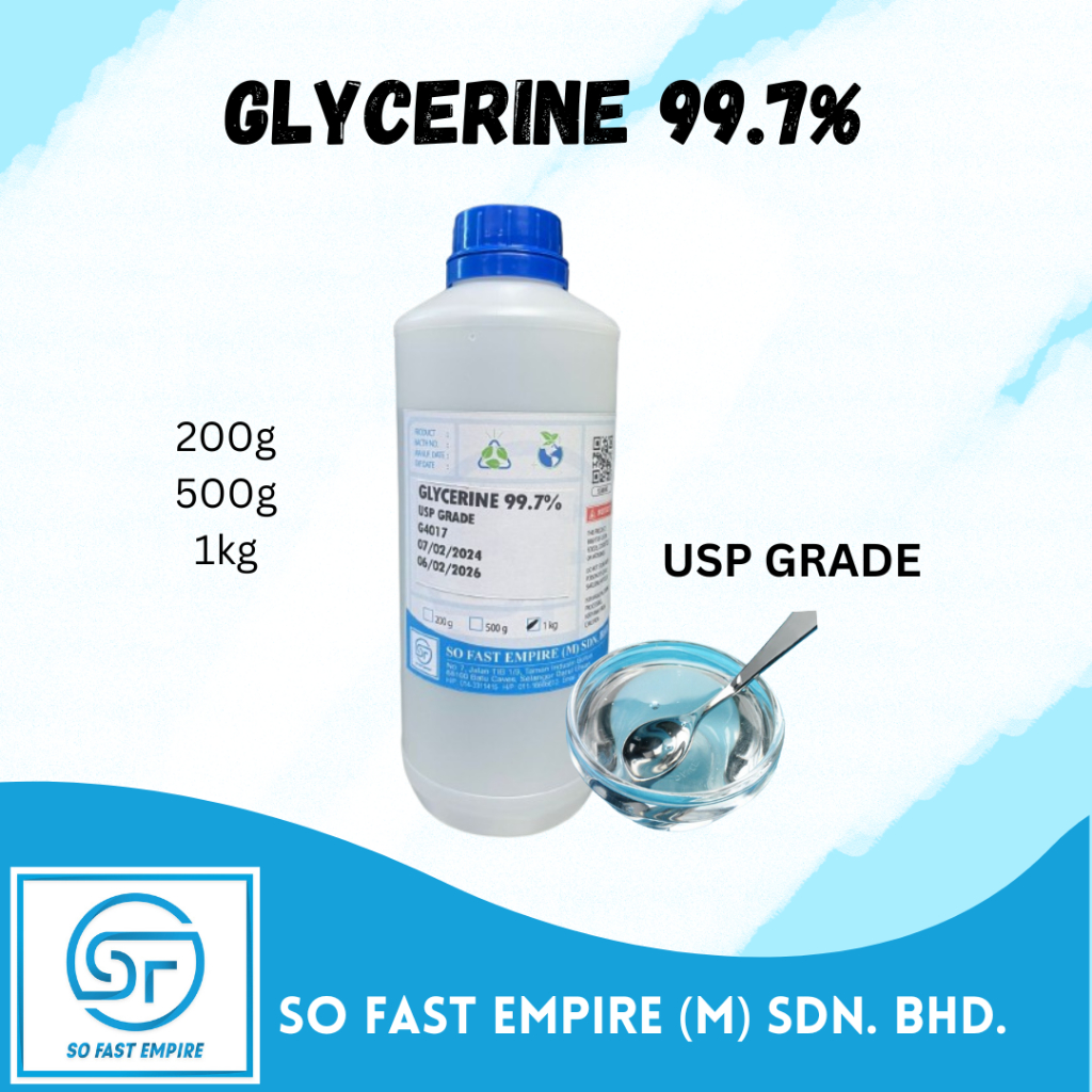 Glycerine / Vegetable Glycerine 99.7% USP Grade 200g/500g/1kg | Shopee ...