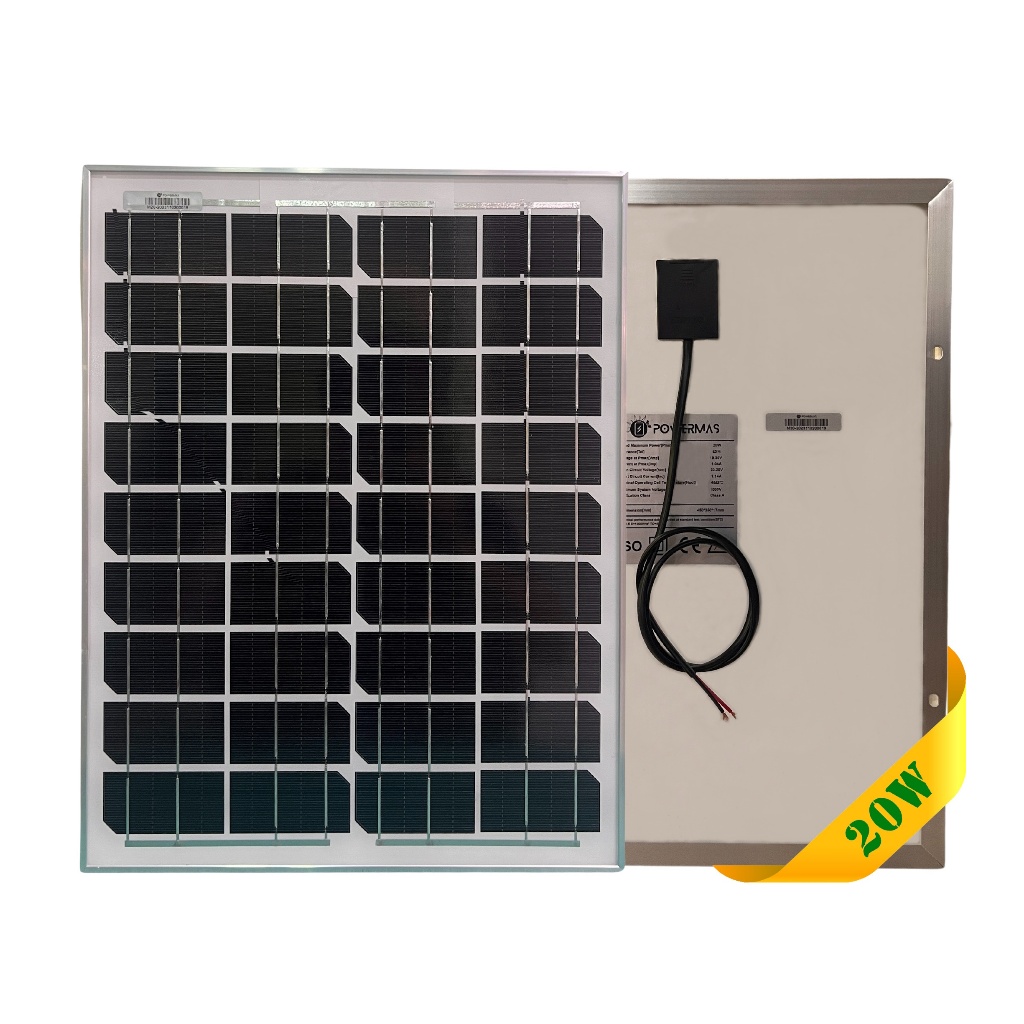 POWERMAS 20 Watt / 20W Monocrystalline A-Grade Solar Panel | Shopee ...