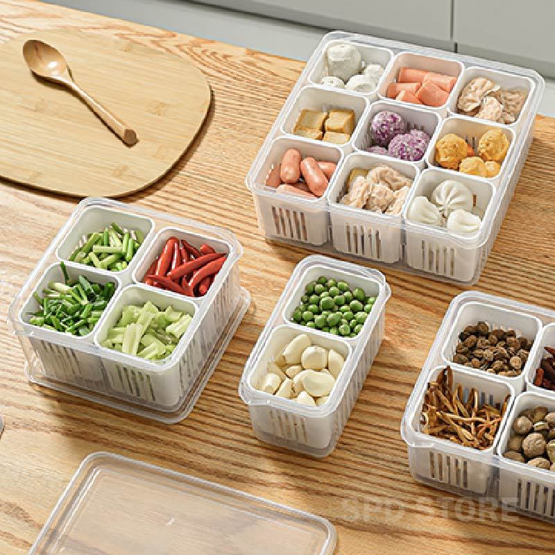 Drain Sealed Food Storage Container with Compartment & Lid Fridge ...