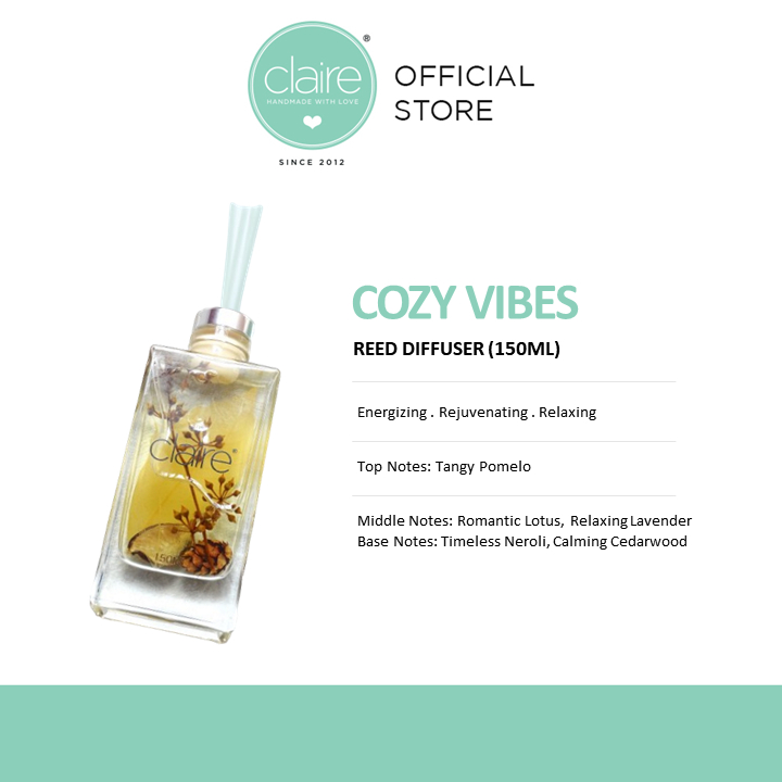 (BUY 1 FREE 1 ) Claire Organics Reed Diffuser ( Cozy Vibes / Calming Holiday / French Blossom ...