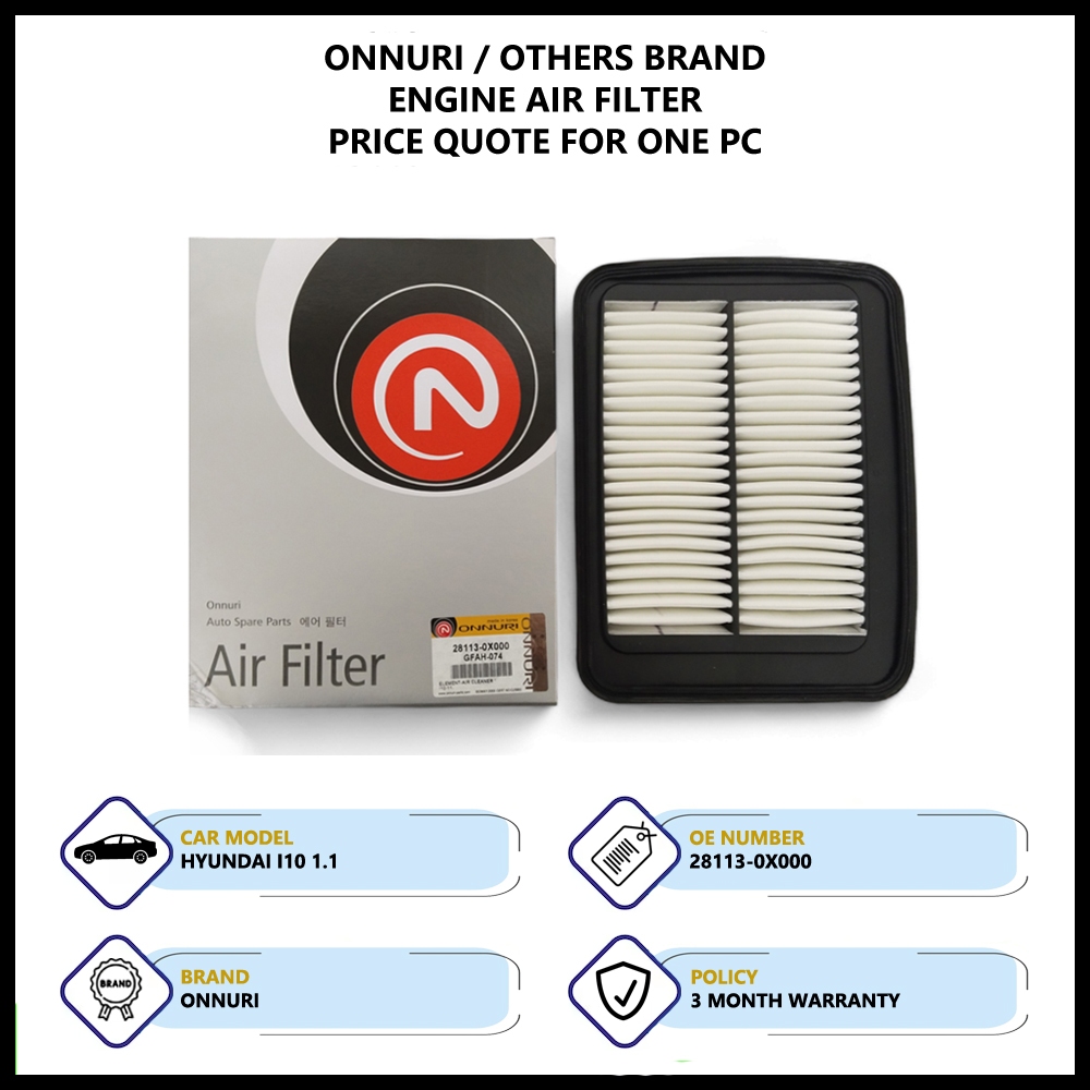 Hyundai I10 1.1 Korea Aftermarket Air Filter (28113-0X000) | Shopee ...
