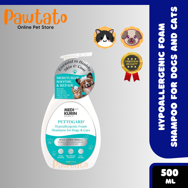PettoGard Hypoallergenic Foam Shampoo for Dogs & Cats 500ml (dermatitis ...