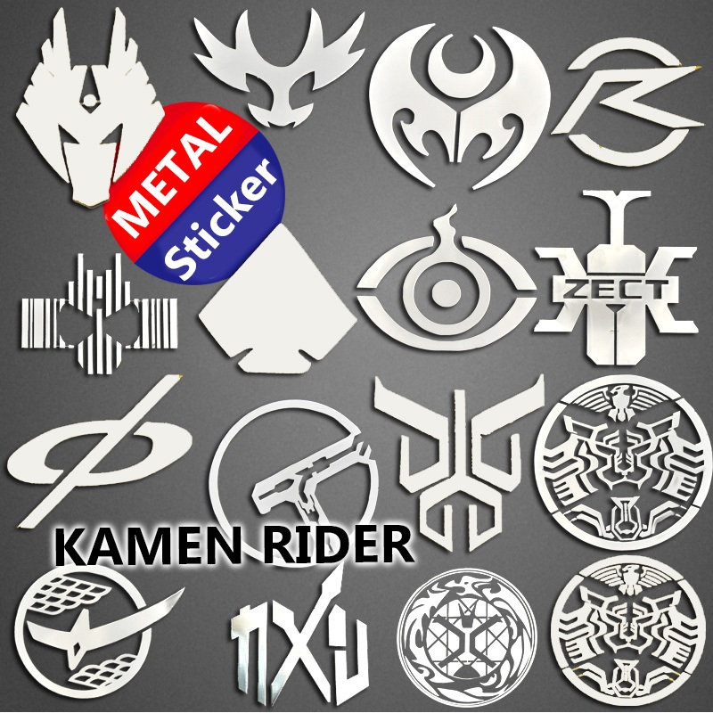 Silver Metal Sticker Kamen Rider Logo Icon "0-J" 000 Agito Blade Build ...