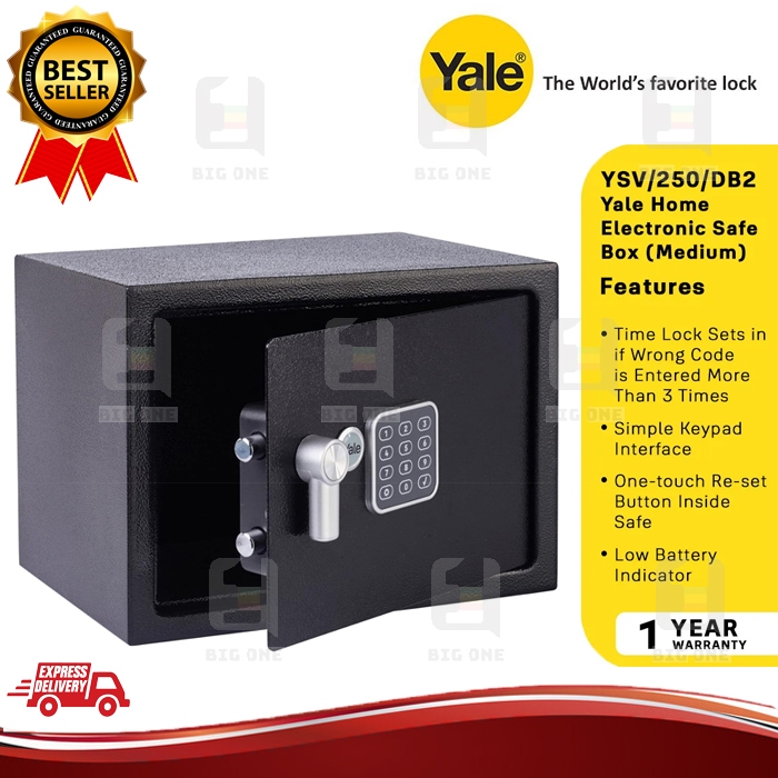 (MEDIUM) YALE YSV/250/DB2 HOME VALUE ELECTRONIC SAFE BOX SECURITY ...