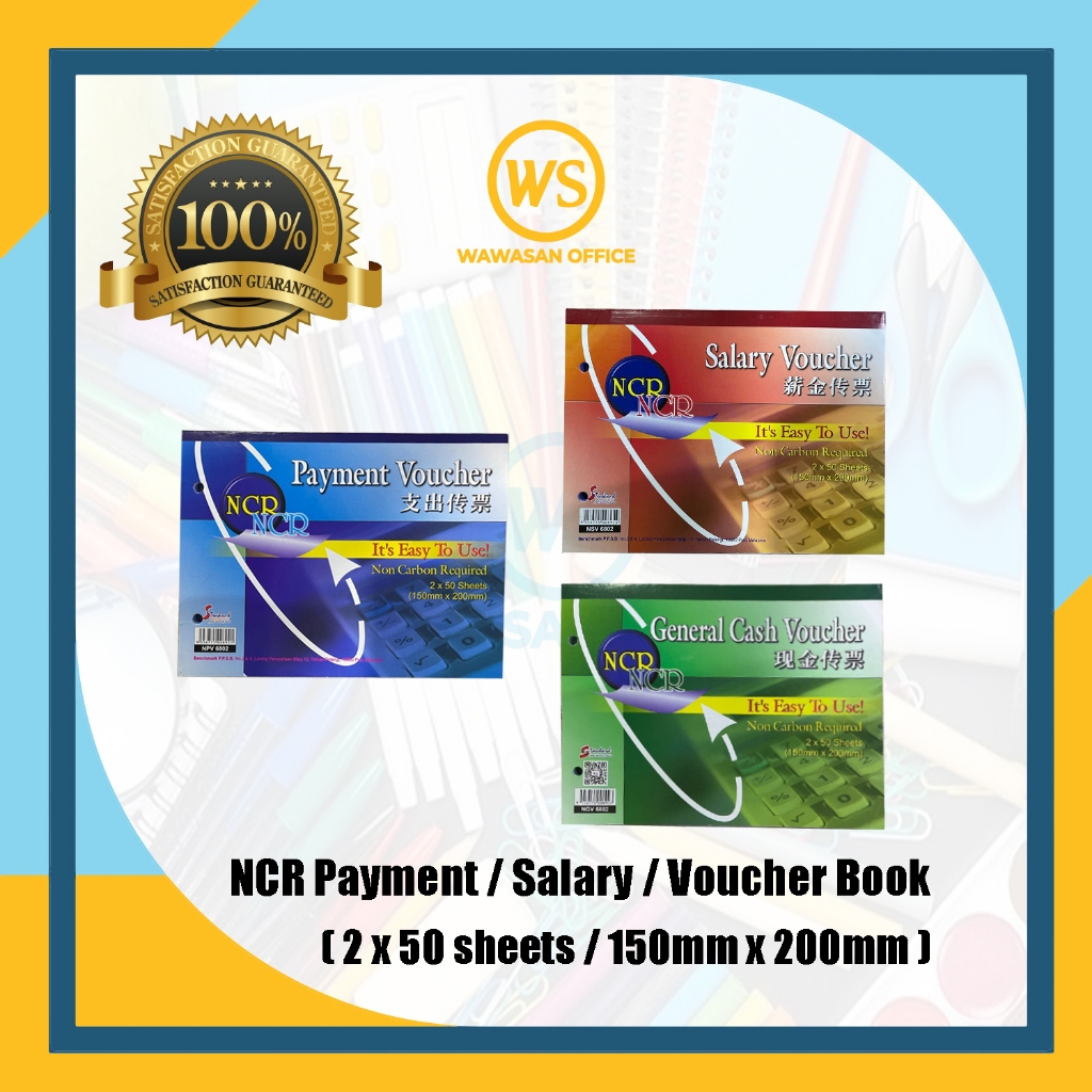 NCR Salary Voucher / Payment Voucher / General Cash Voucher 150mm x 200mm (2x50 Sheets) | Shopee ...