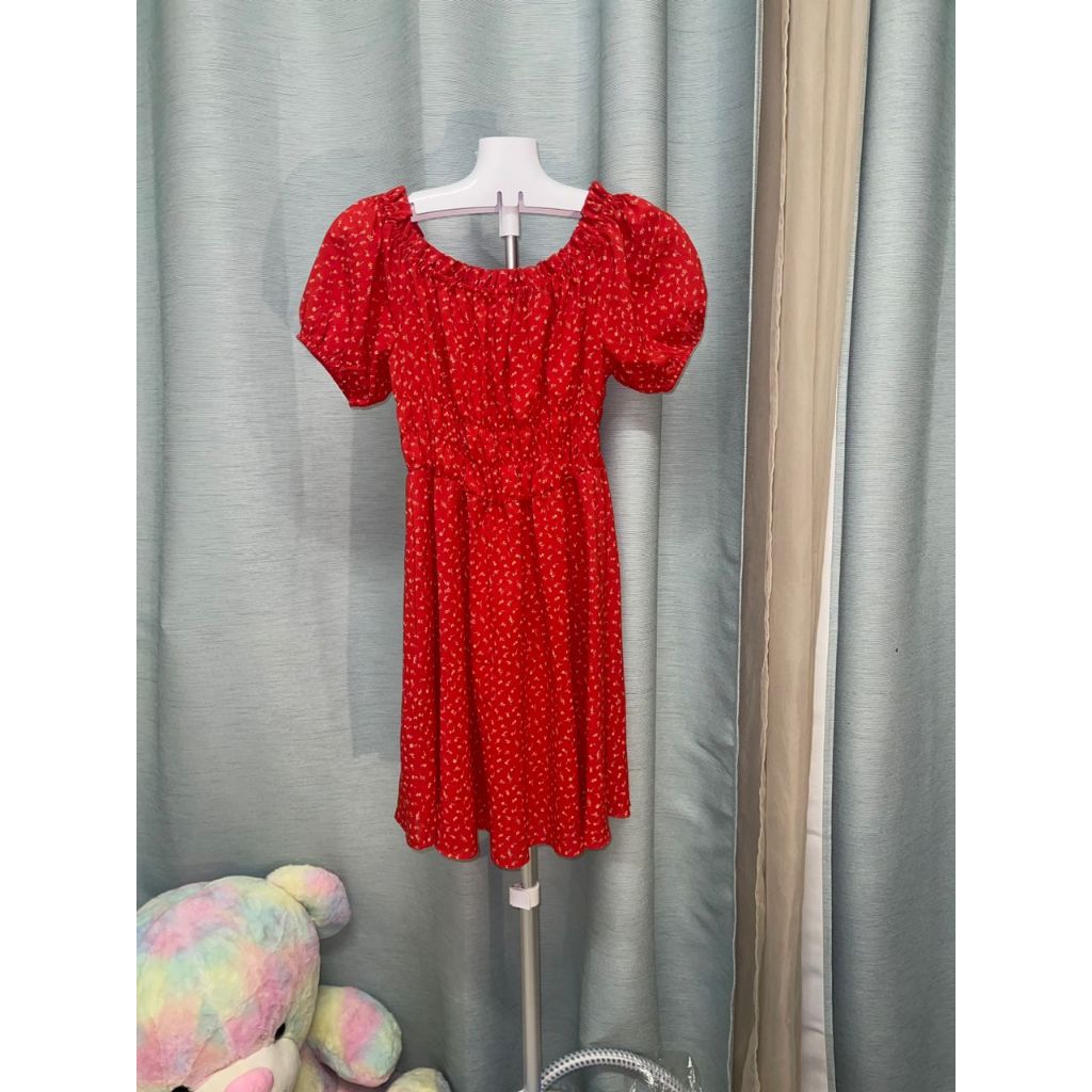 Off shoulder Red Floral Mini Dress From Padini | Shopee Singapore